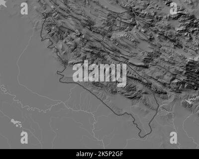 Ilam, province of Iran. Bilevel elevation map with lakes and rivers ...