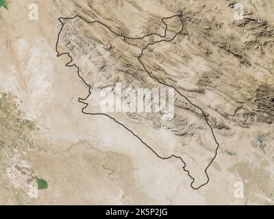 Ilam, province of Iran. Low resolution satellite map. Locations and ...