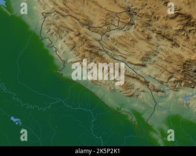 Ilam, province of Iran. Elevation map colored in wiki style with lakes ...