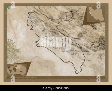 Ilam, province of Iran. Low resolution satellite map. Locations and ...