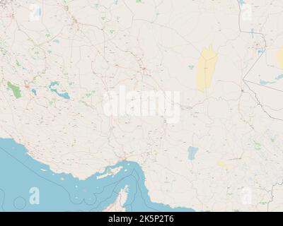 Kerman, province of Iran. Open Street Map. Locations and names of major ...