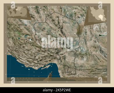 Kerman, province of Iran. High resolution satellite map. Locations and ...