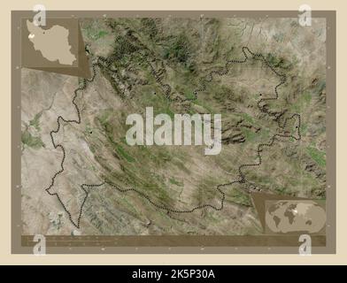 Kermanshah, province of Iran. High resolution satellite map. Locations ...