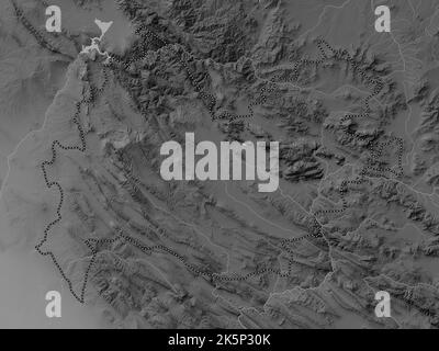 Kermanshah, province of Iran. Grayscale elevation map with lakes and ...