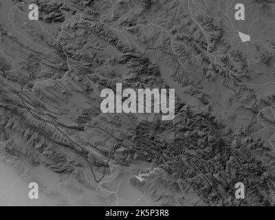 Lorestan, province of Iran. Grayscale elevation map with lakes and ...