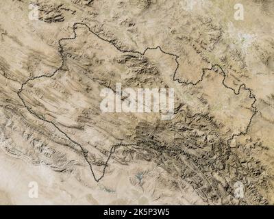 Lorestan, province of Iran. Low resolution satellite map. Locations and ...