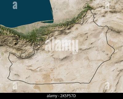 Semnan, province of Iran. Low resolution satellite map. Locations of ...