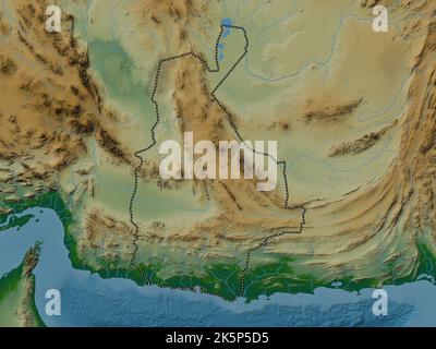 Sistan and Baluchestan, province of Iran. Colored elevation map with ...