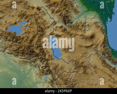 West Azarbaijan, province of Iran. Elevation map colored in wiki style ...