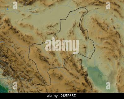 Yazd, province of Iran. Colored elevation map with lakes and rivers ...