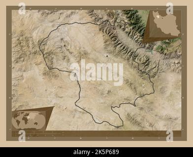 Zanjan, province of Iran. Low resolution satellite map. Locations of ...