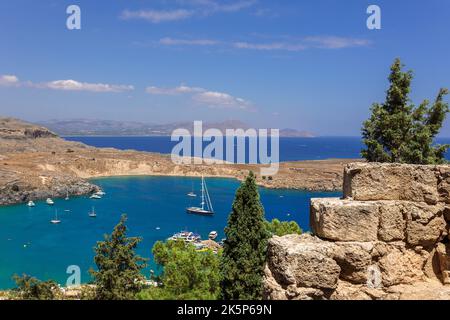 Rhodes old town aerial panoramic view in Rhodes island in Greece Stock ...