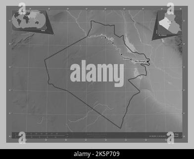 Al-Anbar, province of Iraq. Grayscale elevation map with lakes and ...