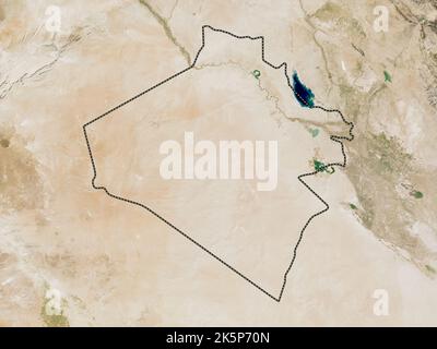 Al-Anbar, province of Iraq. Low resolution satellite map. Corner ...