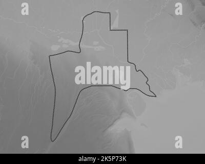 Al-Basrah, province of Iraq. Grayscale elevation map with lakes and ...