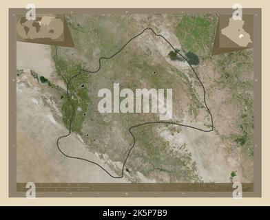 Al-Qadisiyah, province of Iraq. High resolution satellite map. Corner ...