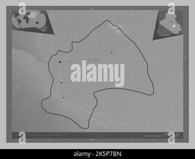 Al-Qadisiyah, province of Iraq. Grayscale elevation map with lakes and ...