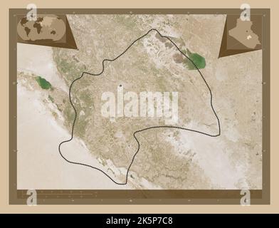 Al-Qadisiyah, province of Iraq. Low resolution satellite map. Locations ...