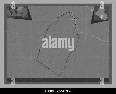 An-Najaf, province of Iraq. Bilevel elevation map with lakes and rivers ...