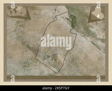 An-Najaf, province of Iraq. High resolution satellite map. Locations ...