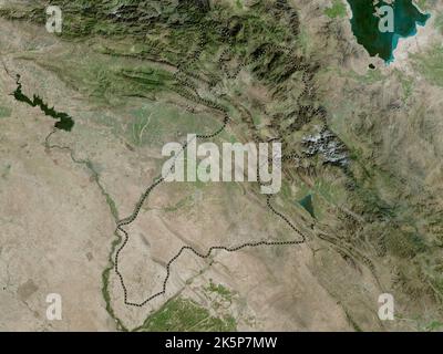 Baghdad, province of Iraq. High resolution satellite map. Locations and names of major cities of ...