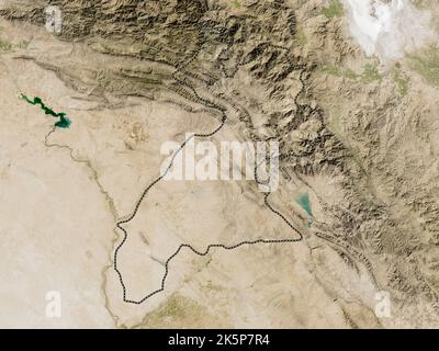Arbil, province of Iraq. Low resolution satellite map. Locations and ...