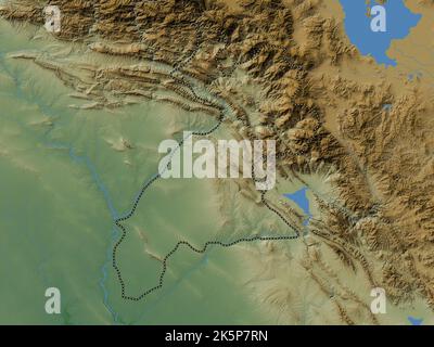 Arbil, province of Iraq. Colored elevation map with lakes and rivers ...