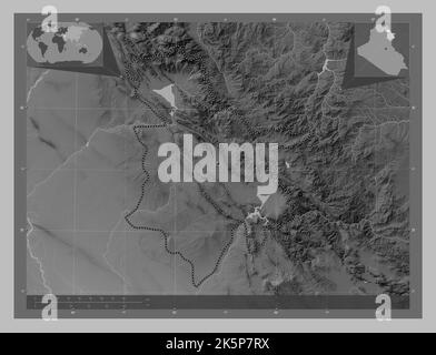 As-Sulaymaniyah, province of Iraq. Grayscale elevation map with lakes and rivers Stock Photo - Alamy