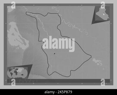 Babil, province of Iraq. Grayscale elevation map with lakes and rivers ...