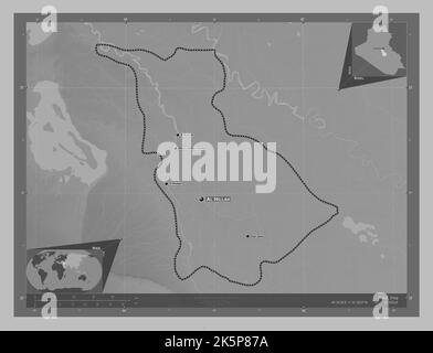 Babil, province of Iraq. Grayscale elevation map with lakes and rivers ...