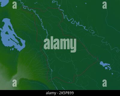 Babil, province of Iraq. Colored elevation map with lakes and rivers ...
