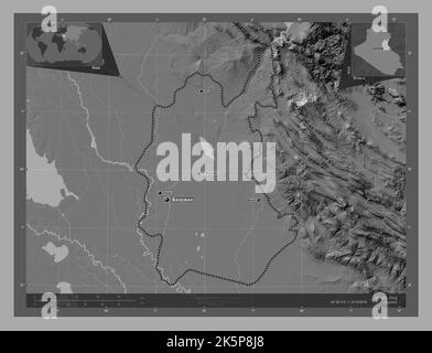 Diyala, province of Iraq. Bilevel elevation map with lakes and rivers ...