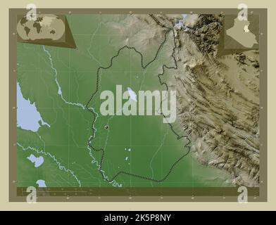Diyala, province of Iraq. Elevation map colored in wiki style with ...