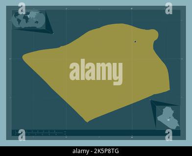 Karbala', province of Iraq. Solid color shape. Locations and names of ...