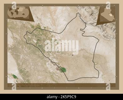 Wasit, province of Iraq. Low resolution satellite map. Locations of ...
