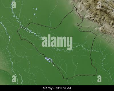 Wasit, province of Iraq. Colored elevation map with lakes and rivers ...