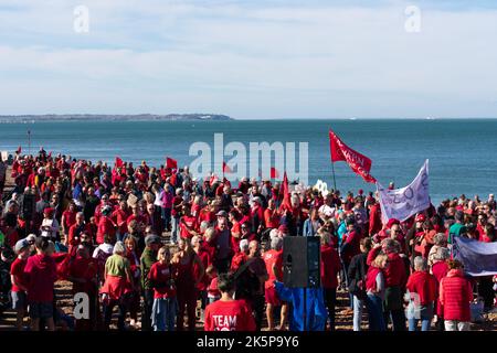 An estimated 2,000 protesters gather at Tankerton Beach, near ...