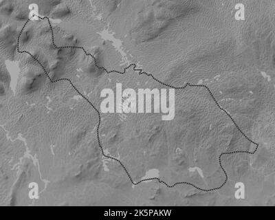 Cavan, county of Ireland. Grayscale elevation map with lakes and rivers ...