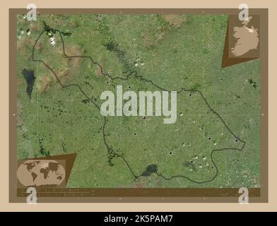 Cavan, county of Ireland. Low resolution satellite map. Corner ...