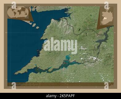 Clare, county of Ireland. Low resolution satellite map. Locations and ...