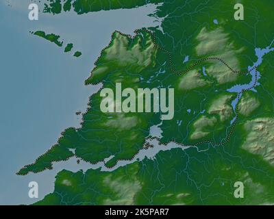 Clare, county of Ireland. Colored elevation map with lakes and rivers ...