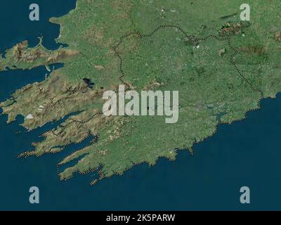 Cork, county of Ireland. High resolution satellite map. Locations of ...