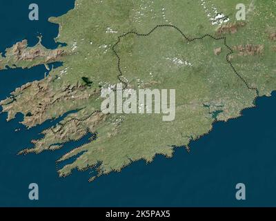 Cork, county of Ireland. Low resolution satellite map. Locations and ...