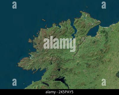 Donegal, county of Ireland. High resolution satellite map. Locations ...