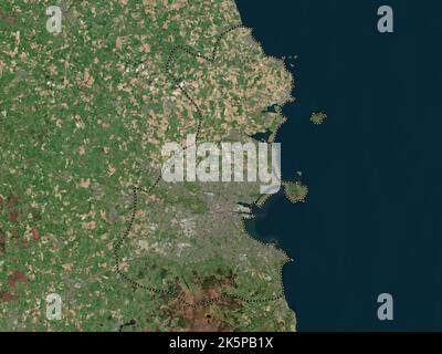 Dublin, county of Ireland. High resolution satellite map. Corner ...