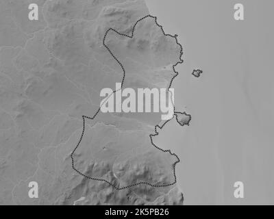 Dublin, county of Ireland. Grayscale elevation map with lakes and ...