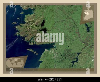 Galway, county of Ireland. High resolution satellite map. Corner ...