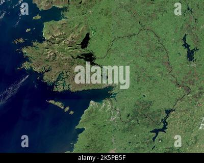 Galway, county of Ireland. High resolution satellite map. Locations of ...