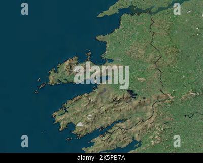 Kerry, county of Ireland. High resolution satellite map. Locations of ...