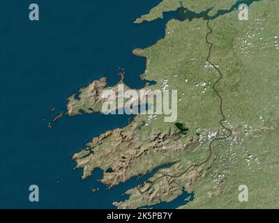 Kerry, county of Ireland. Low resolution satellite map. Locations and ...